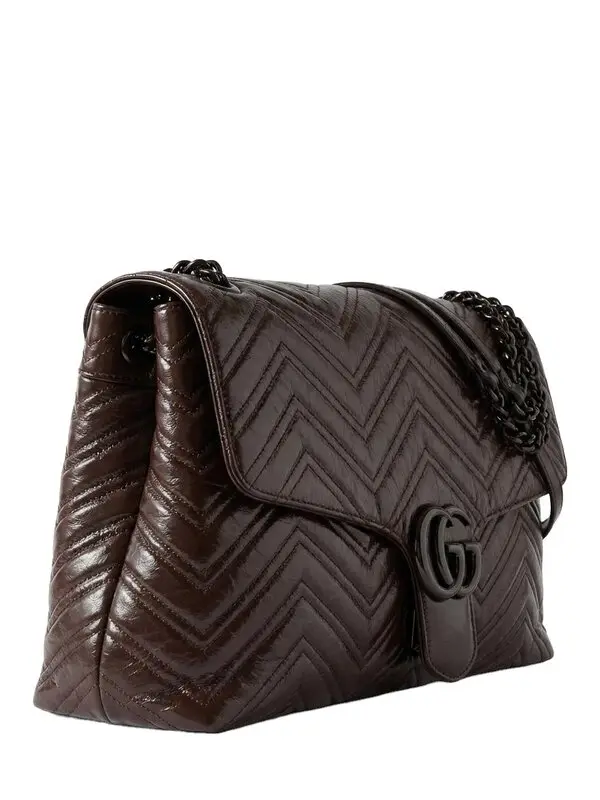 Gucci Gg Marmont Large Shoulder Bag - Dark Brown