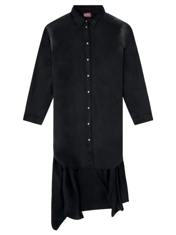 DIESEL® Long Sleeve Wrap Shirt Dress - Black