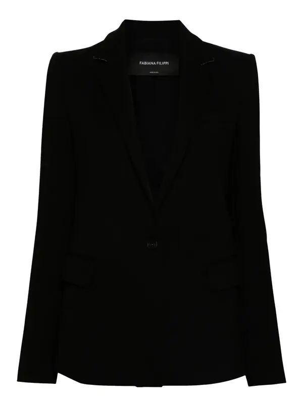 Fabiana Filippi Long-sleeved Suit Coat With Bead Chain Detail - Black