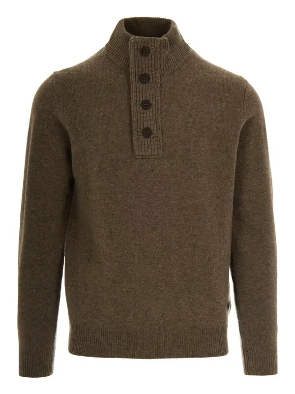 Barbour Logo-patch High Neck Buttoned Sweater - Green