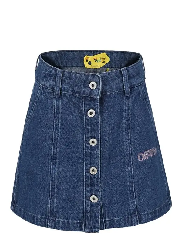 Off-White Denim Skirt With Logo Detail - Blue