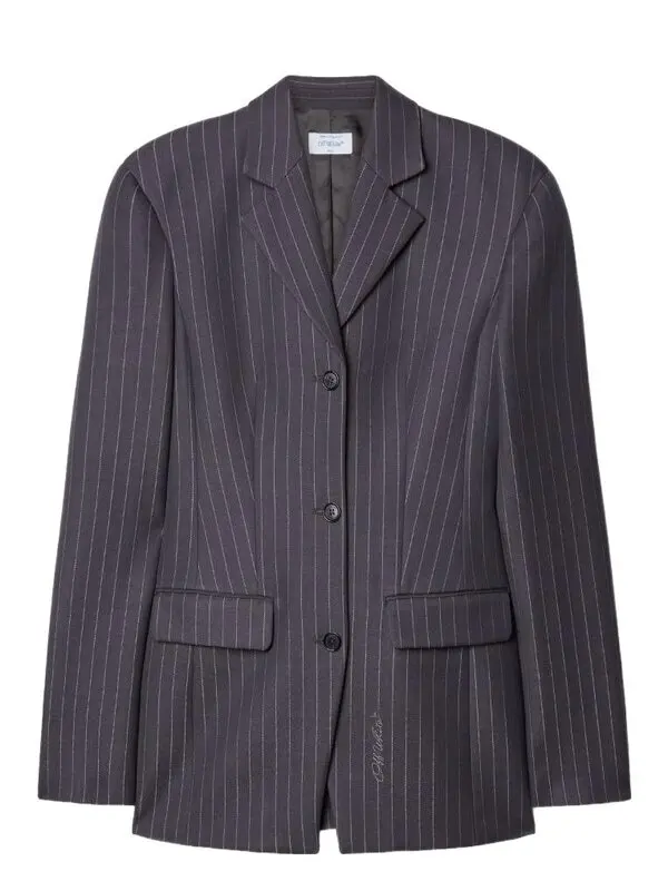 Off-White Striped Single-breasted Blazer - Grey