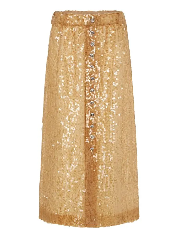 Rabanne Sequin-embroidered Midi Skirt - Amber