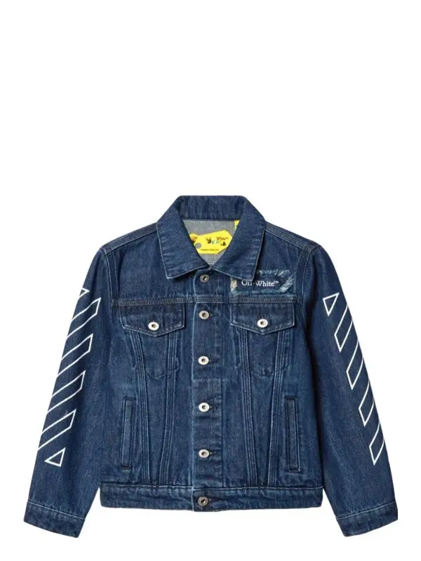 Off-White Denim Jacket With Iconic Arrows Pattern And Logo Patch - Indigo