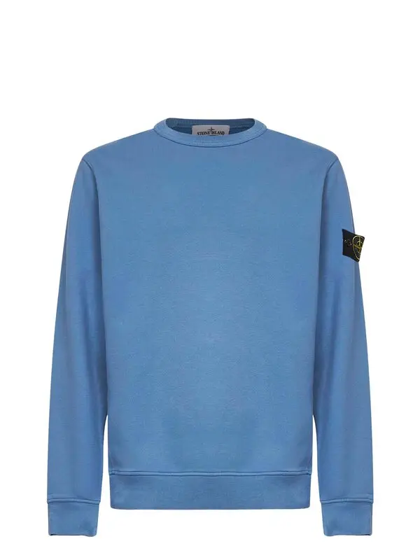 Stone Island Logo Patch Crewneck Sweatshirt - Blue