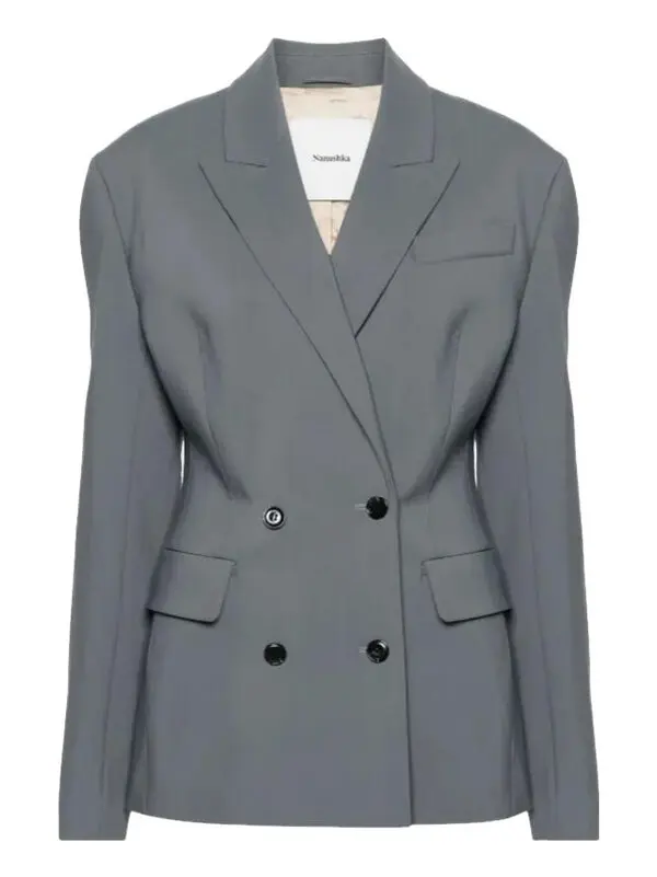 Nanushka Laane Double-breasted Tailored Blazer - Gray