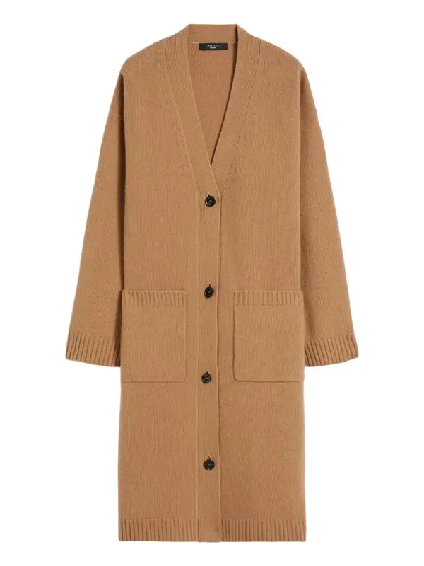 Max Mara Long-sleeved V-neck Cardigan - Camel