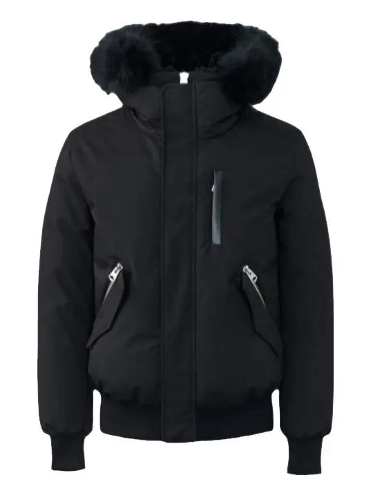 Mackage Dixon-bx 2-in-1 Nordic Tech Down Bomber With Blue Fox Fur Trim - Black