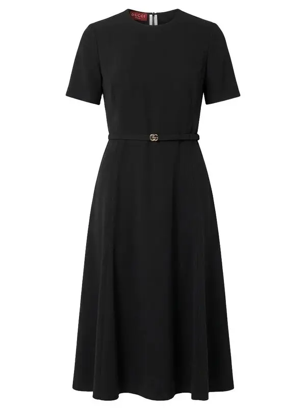Gucci Satin Dress With Double G Belt - Black