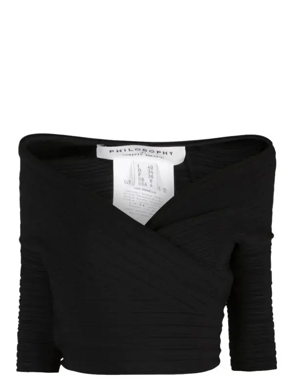 Philosophy Di Lorenzo Serafini V-neck 3/4 Sleeve Wrap Top - Black