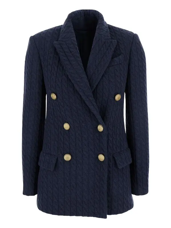 Brunello Cucinelli Double-breasted Knitted Blazer - Black