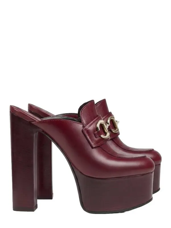 Gucci Platform Mule With Horsebit Detail - Ancora Red