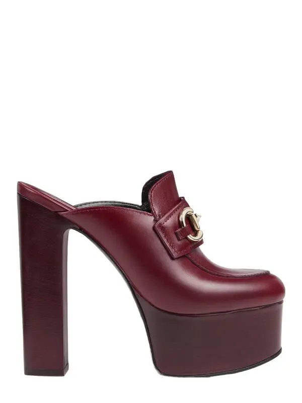 Gucci Platform Mule With Horsebit Detail - Ancora Red