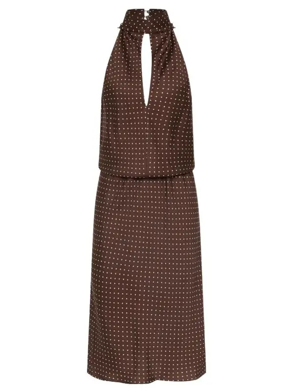 Posse Phoebe Polka-dot Pattern Midi Dress - Brown