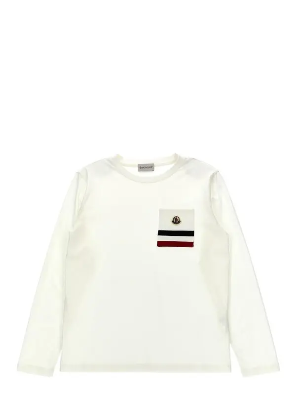 Moncler Long-sleeved T-shirt With Logo Patch - White