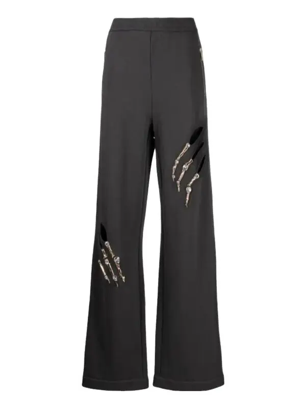 AREA Claw Cut-out Cotton Track Pants - Black