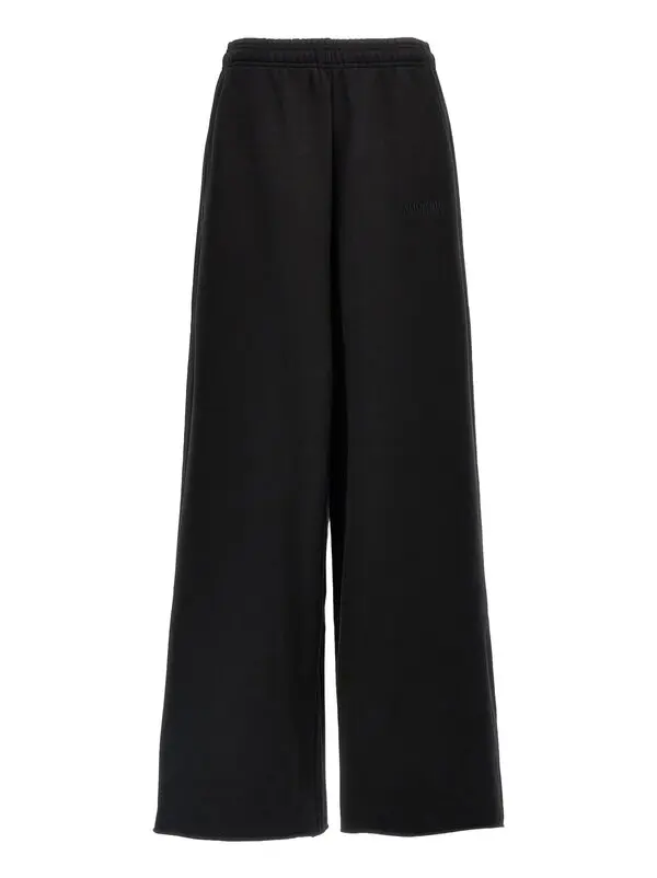 Vetements Logo Embroidered Wide Leg Pants - Black