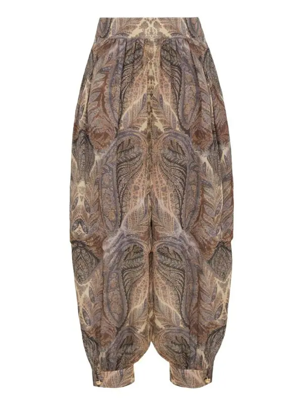 Zimmermann Hypnotic Paisley Harem Pants - Brown