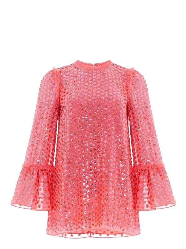 NEEDLE  THREAD Needle & Thread "raindrop Gloss Tunic - Red