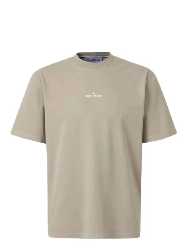 Stone Island Logo Printed Crewneck T-shirt - Desert