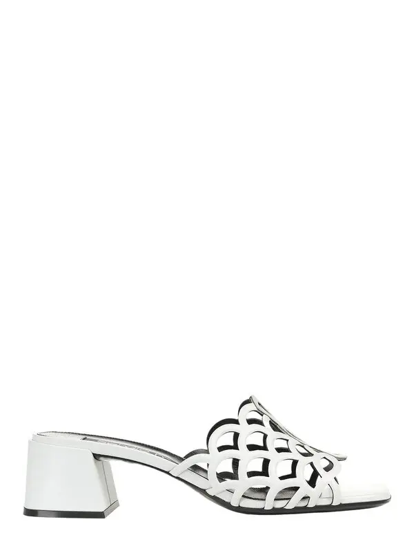SERGIO ROSSI Square-headed High-heeled Sandals - White