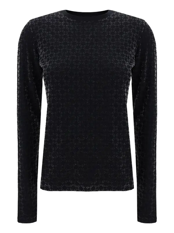 Givenchy Allover Logo Jacquard Long-sleeved Top - Black