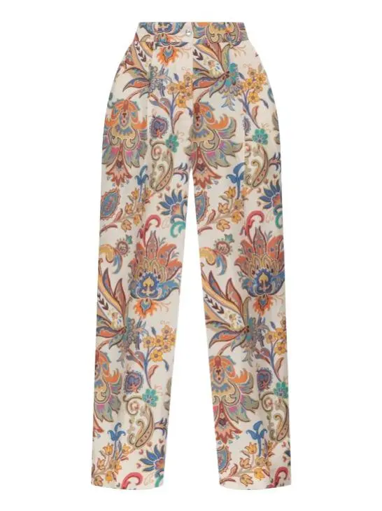 Etro Patterned High-waisted Tapered Trousers - Nude
