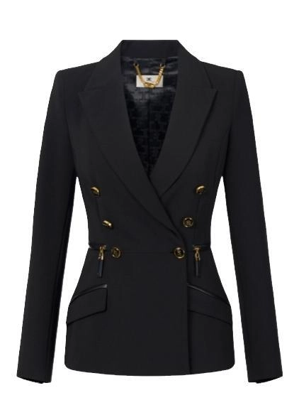 Elisabetta Franchi Double Breasted Tailored Blazer - Black