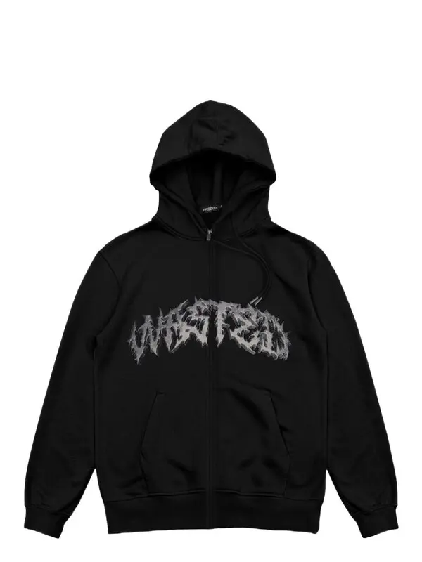 WASTED PARIS Long-sleeved Zip-up Hoodie With Pockets - Black
