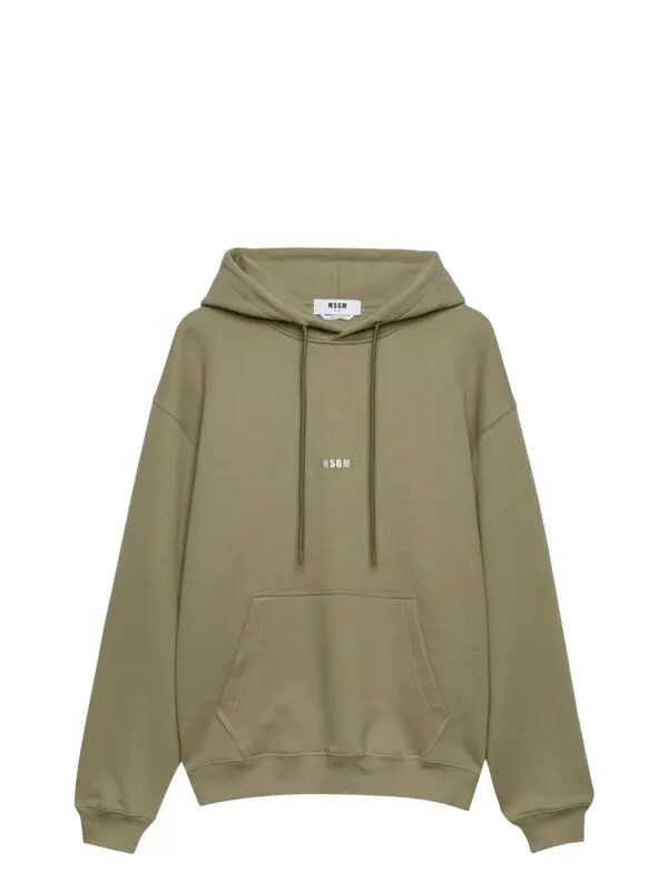 MSGM Logo Printed Drawstring Hoodie - Gray