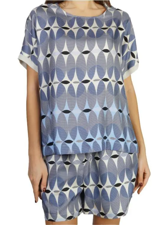 Lorena Antoniazzi Geometric Print Silk T-shirt - Gray