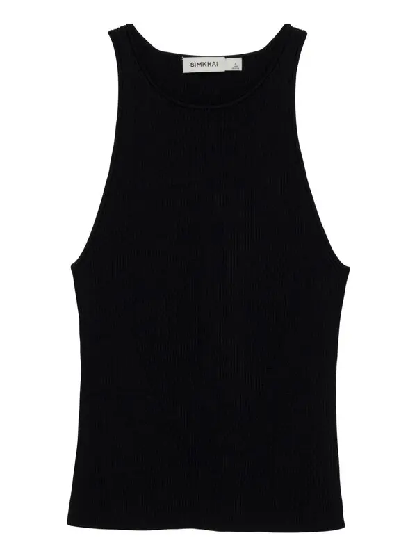 Simkhai Reza Ribbed Racerback Tank Top - Black