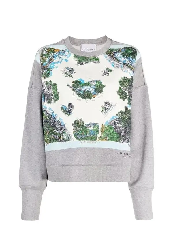 Philosophy Di Lorenzo Serafini Printed Cotton Sweatshirt - Gray