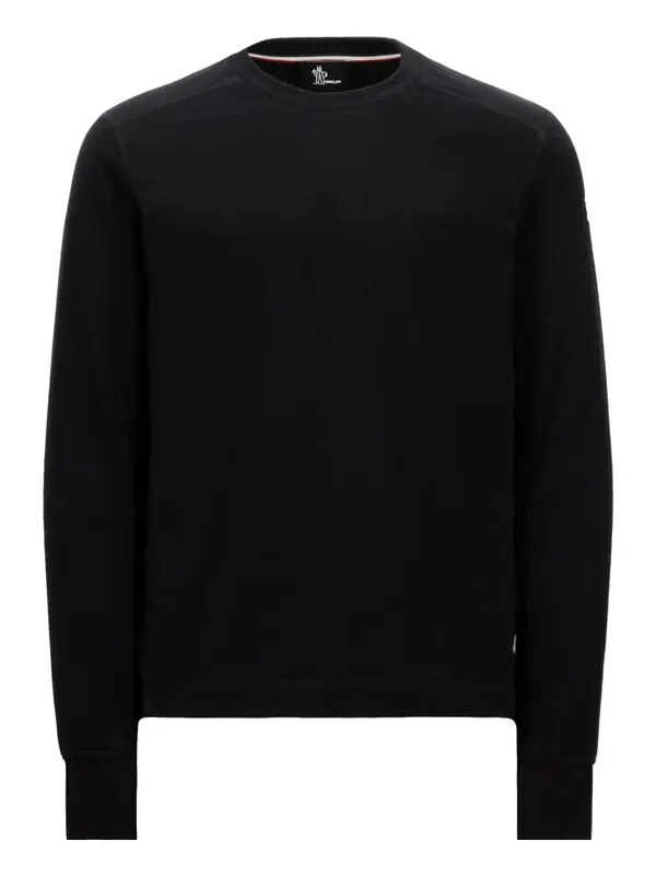 Moncler Logo Embroidered Crewneck Jumper - Black