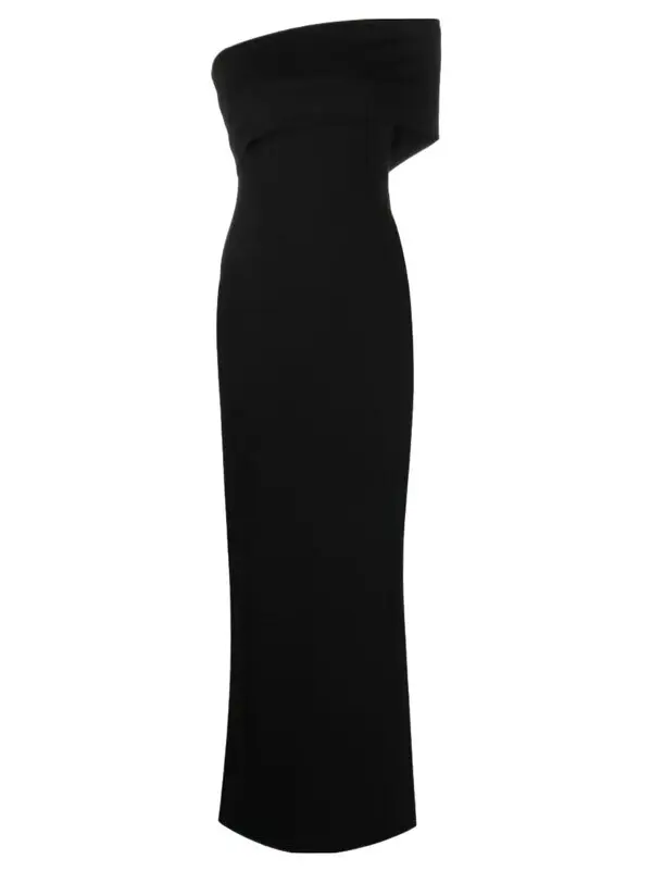 Solace London Lana Off-the-shoulder Maxi Dress With Slit - Black
