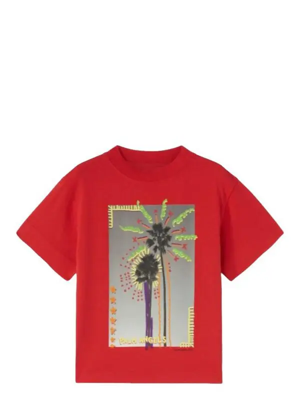 Palm Angels Photograph-print Cotton T-shirt - Reddish Grey