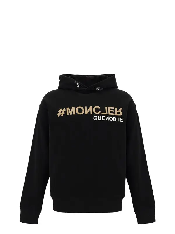 Moncler Logo Detailed Drawstring Hoodie - Black