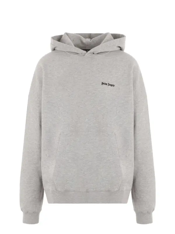 Palm Angels Logo Embroidered Hoodie - Gray