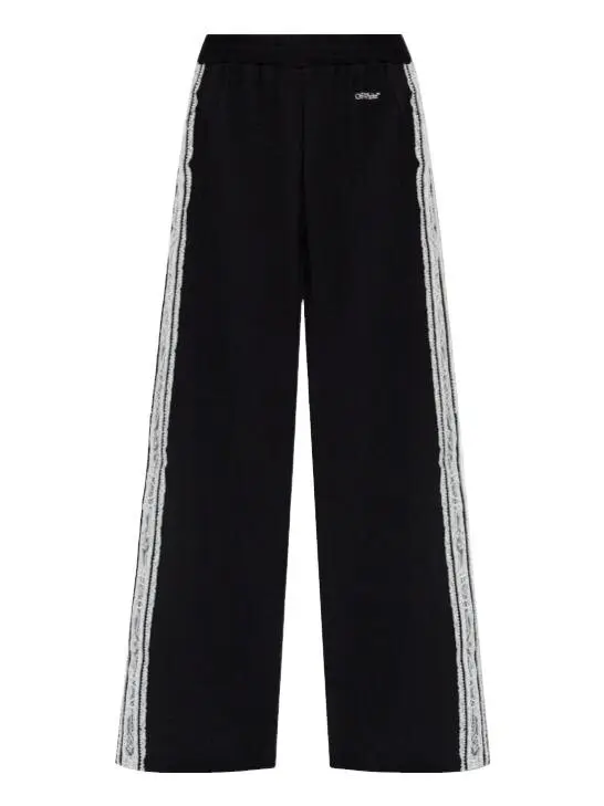 Off-White Logo Detailed Wide-leg Pants - Black