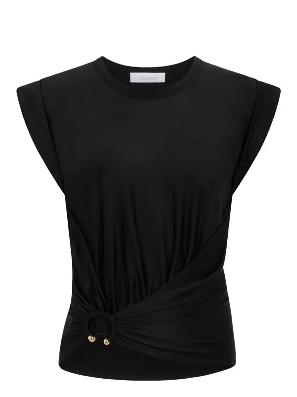Rabanne Asymmetric Gathered Detail Blouse - Black