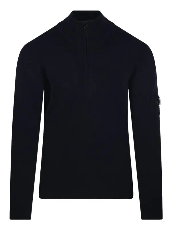C.P. COMPANY Lens Detailed Half-zip Knit Jumper - Blue