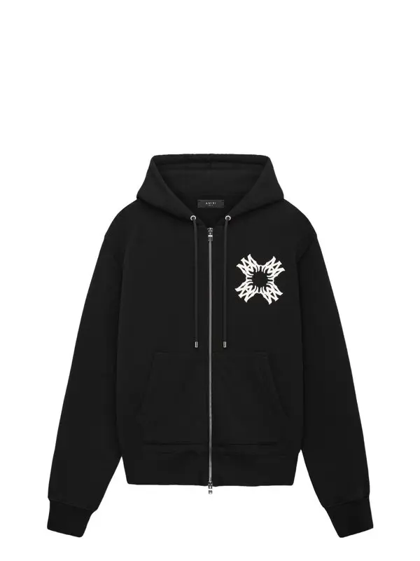 Amiri Zip-up Drawstring Hoodie With Ma Quad Print - Black