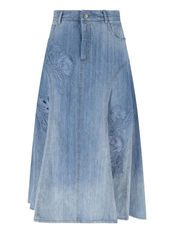Ermanno Scervino Flared Midi Skirt - Blue