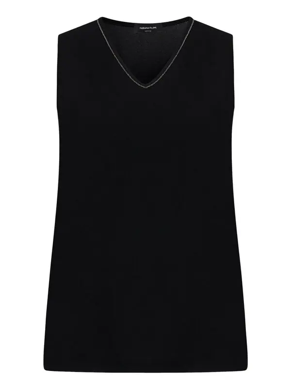 Fabiana Filippi Sleeveless V-neck Top With Embellished Detail - Black