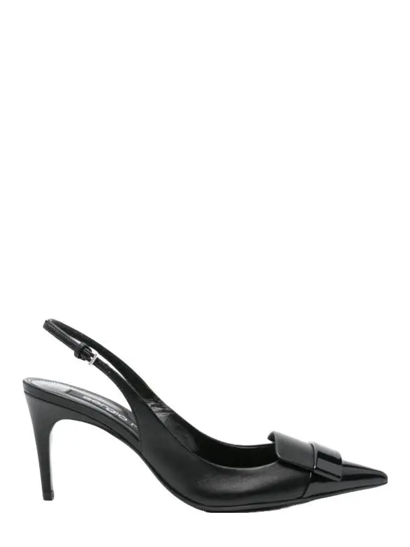 SERGIO ROSSI Pointed High-heeled Slingback Sandals With Snap Detail - Black