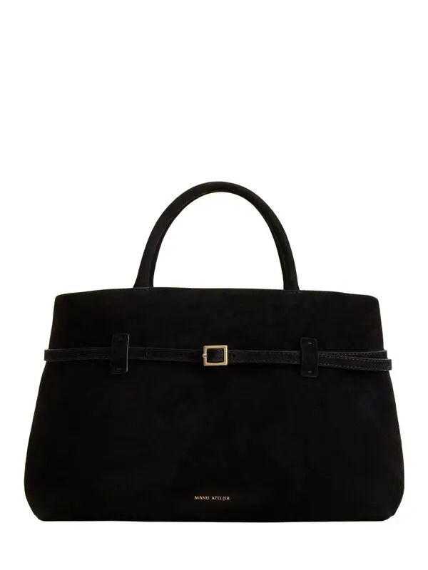 Manu Atelier Buckle Detailed Top Handle Bag - Black