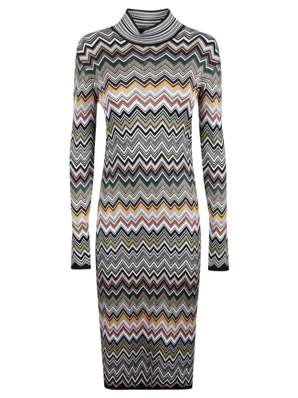 Missoni Zig-zag Long Sleeve Midi Dress - Gray