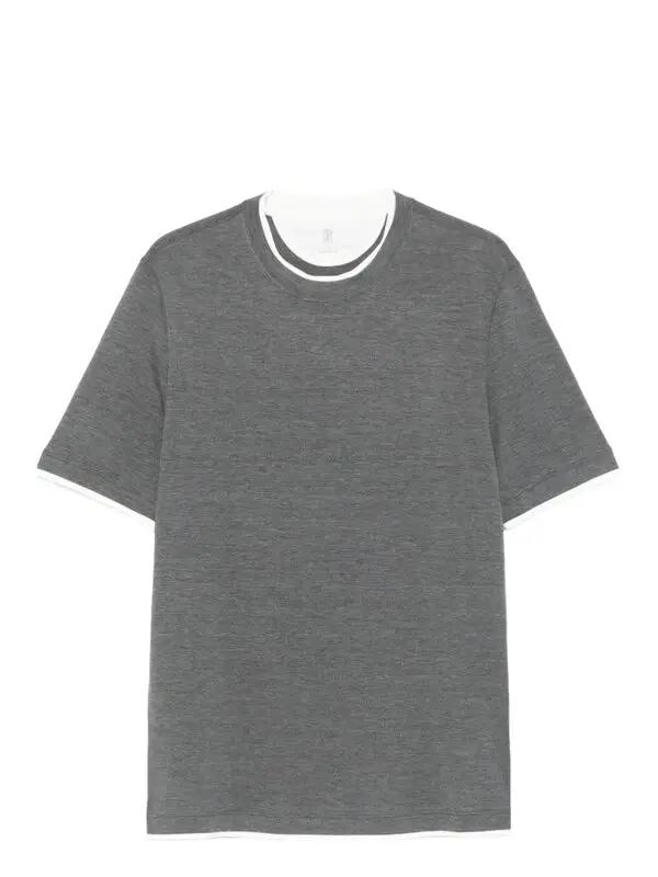 Brunello Cucinelli Crewneck Straight Hem T-shirt - Gray