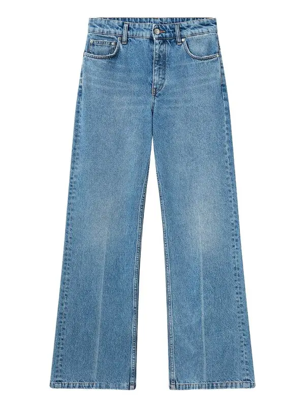 Stella McCartney Wide Leg Jeans With Falabella Chain Detail - Blue