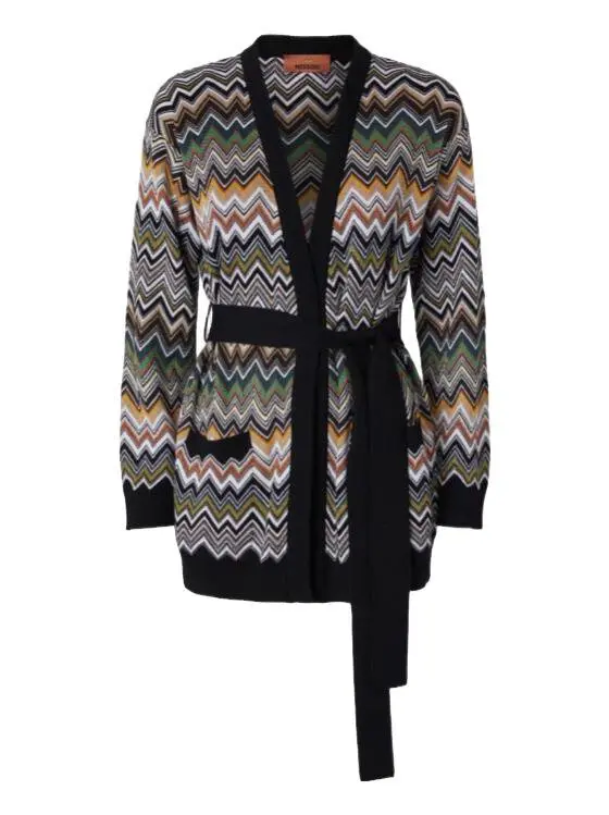 Missoni Chevron Pattern Belted Cardigan - Multicoloured